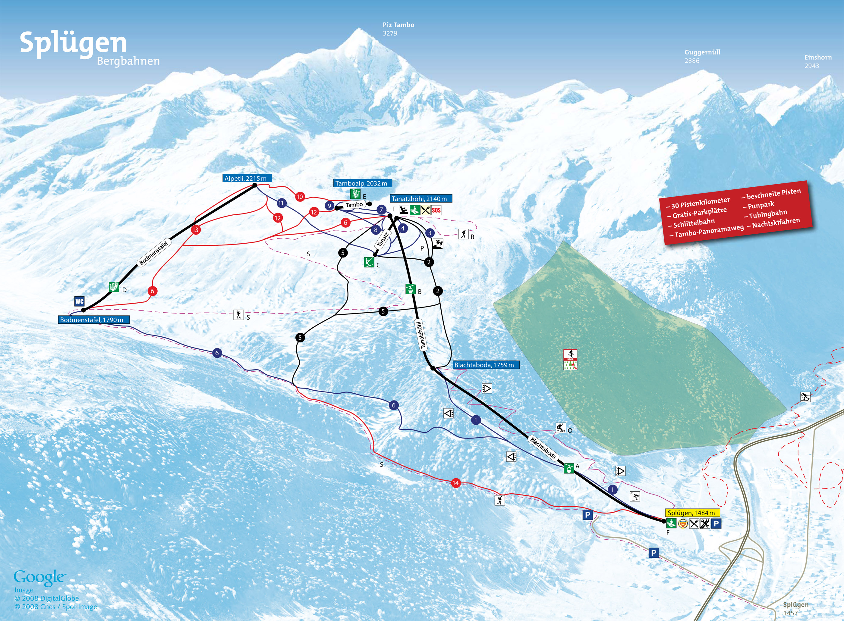 Pistekaart Splügen-Tambo