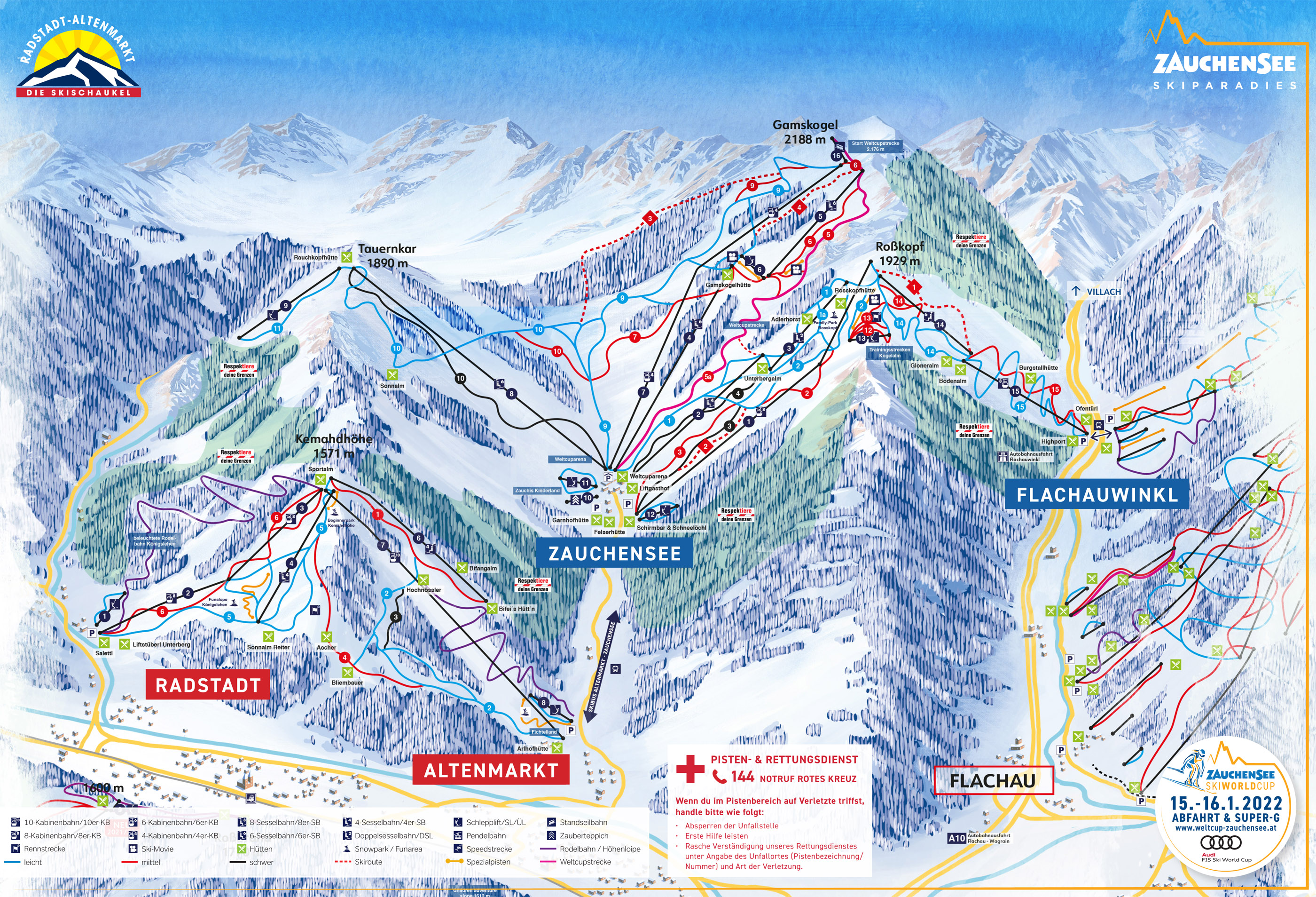 Pistekaart van Zauchensee-Flachauwinkl | Wintersport Live