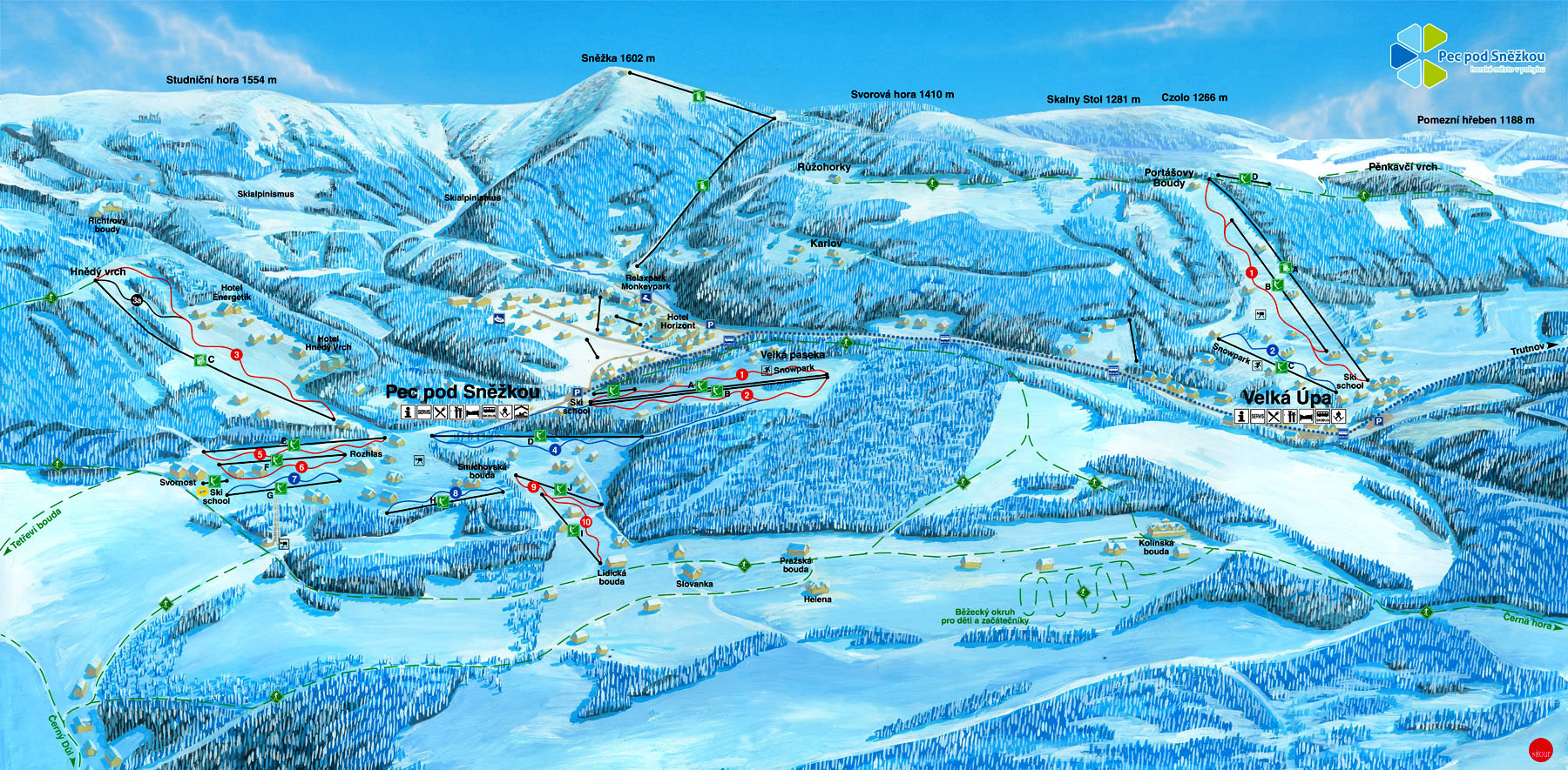 Pistekaart van Pec pod Sněžkou-Velká Úpa | Wintersport Live