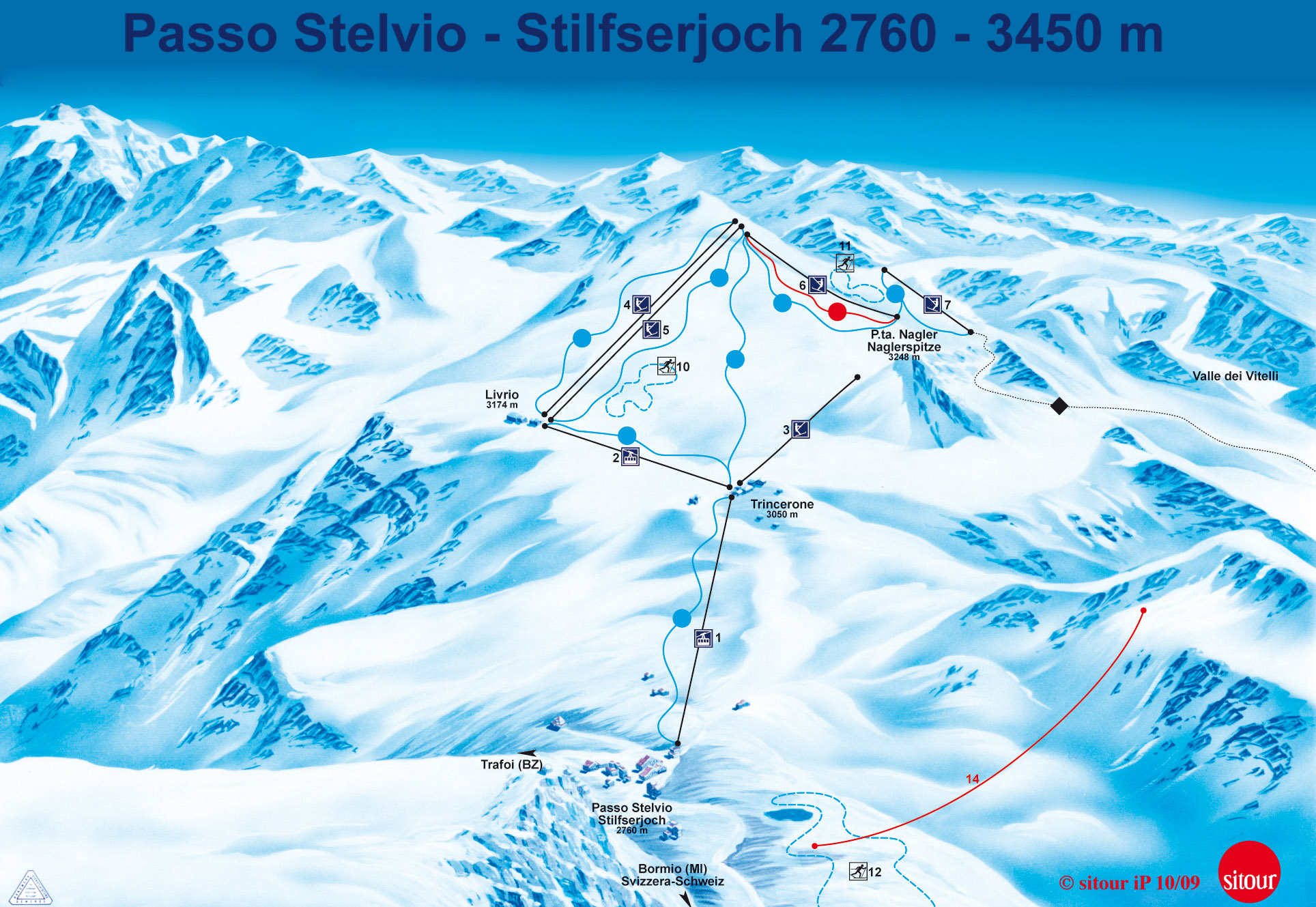 Pistekaart van Passo dello Stelvio | Wintersport Live